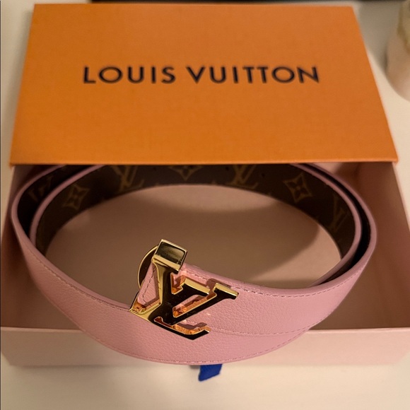 Louis Vuitton | Accessories | Louis Vuitton Pink And Gold Monogram Belt ...